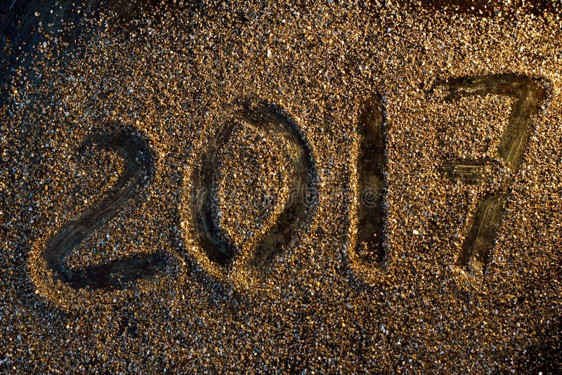 2017 New Year Concept. Numbers 2017 on the Gold Sand Texture. Stock ...