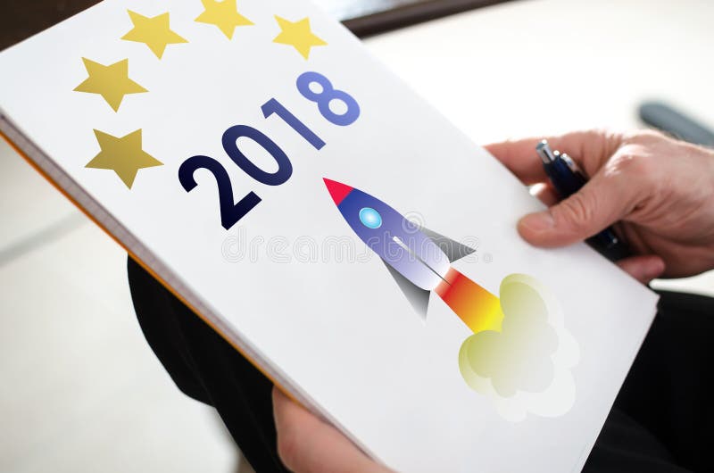 New Year 2018 Concept on a Paper Stock Image - Image of calendar, year ...