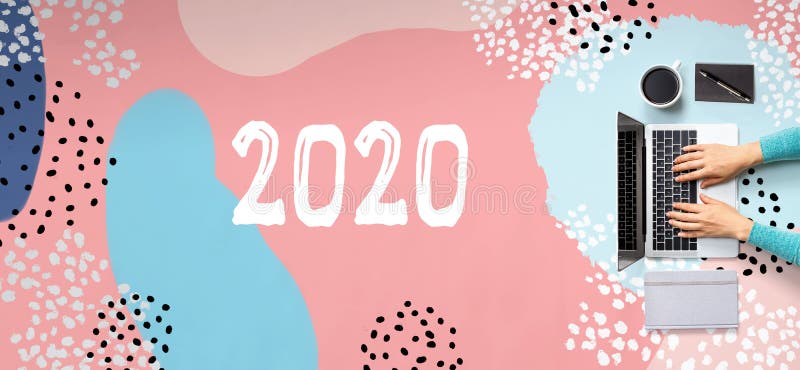 2020 New Year Concept with Person Using Laptop Stock Image - Image of ...