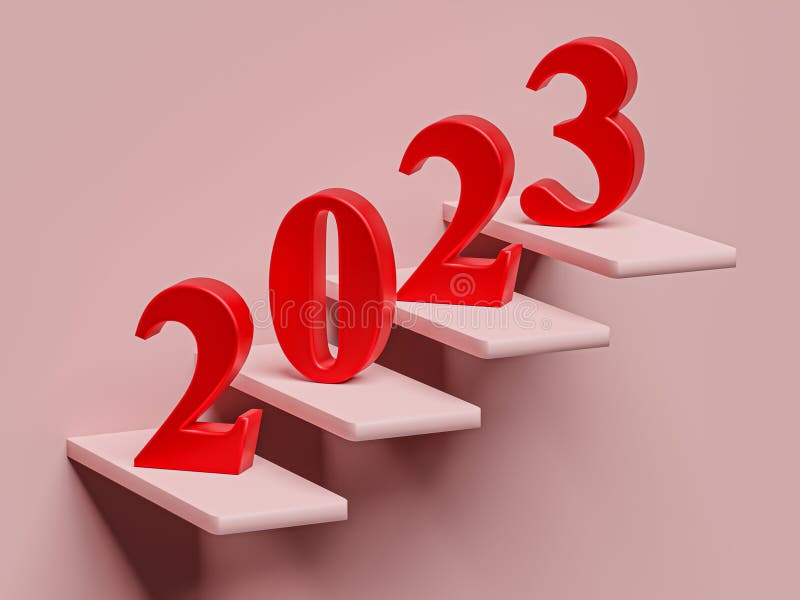 New Year Concept. Red Number 2023 on Steps Stock Illustration ...