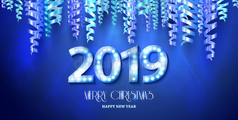 The 2019 New Year Count Symbol with Light Bulbs Stock Vector ...