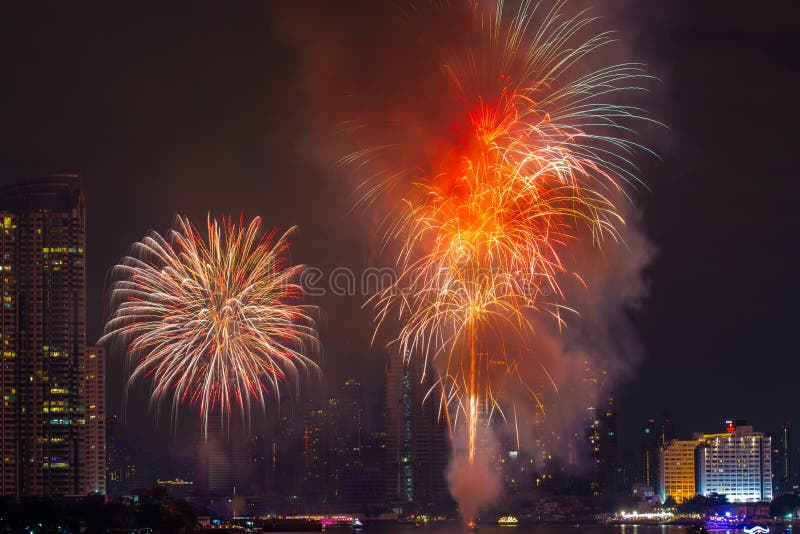 New Year Countdown Fireworks 2018 Stock Image - Image of festival ...