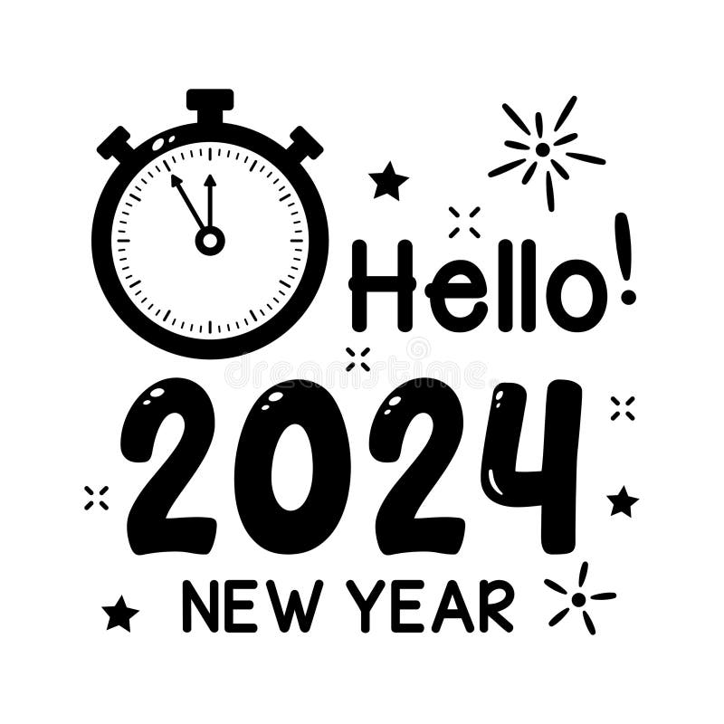 New Year 2024 Countdown Hand Drawn Sticker, Hello 2024 Countdown Icon ...