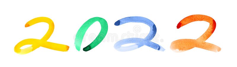 New Year 2022 - Cursive Colorful Numbers Stock Image - Image of doodle ...