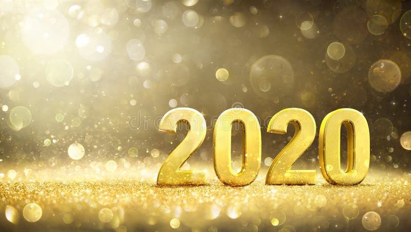 2020 - New Year Decoration with 3d Golden Number Stock Illustration ...