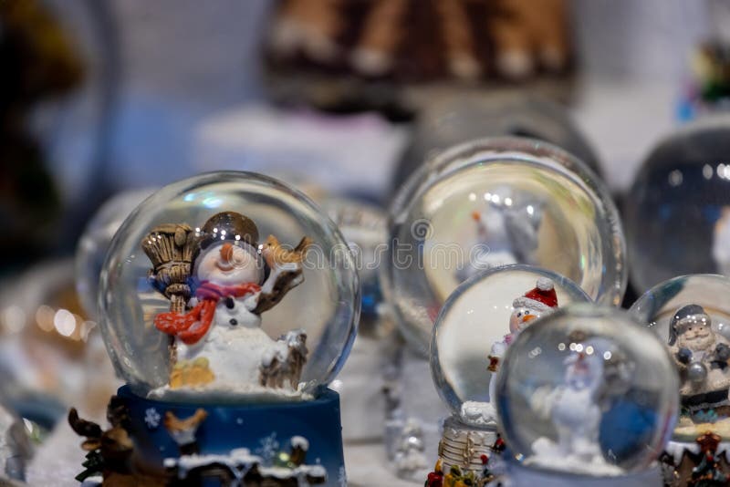 Christmas Decoration Glass Ball with Figure of Snow Man Inside Stock ... Christmas Decoration Glass Ball with Figure of Snow Man Inside Stock ...