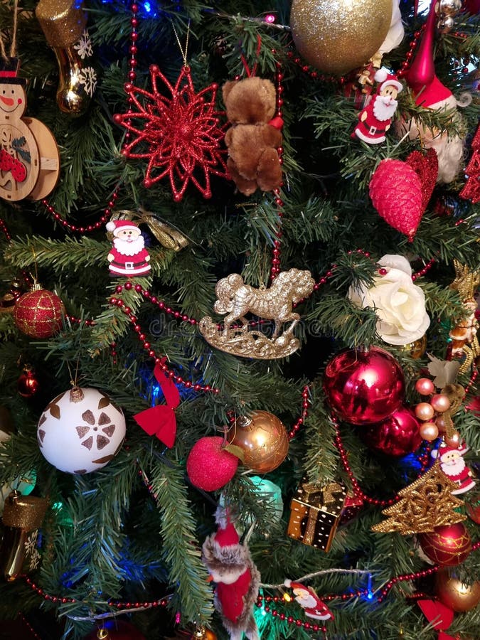 A Christmas Tree Full of Unique Decorations Stock Image - Image of ...
