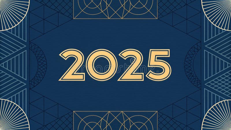 New Year 2025 Design Elegant Geometric Pattern Gold Numbers Modern Art ...