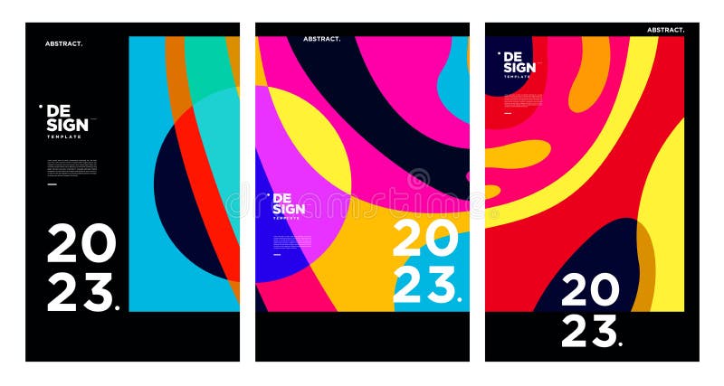 New Year 2023 Design Template with Fluid Colorful Abstract Background ...