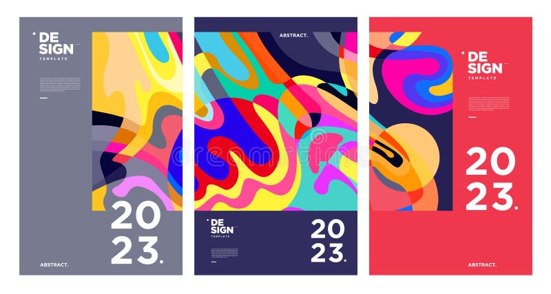 New Year 2023 Design Template with Fluid Colorful Abstract Background ...