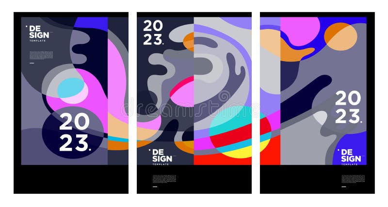 New Year 2023 Design Template with Fluid Colorful Abstract Background ...