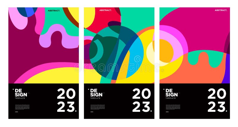 New Year 2023 Design Template with Fluid Colorful Abstract Background ...