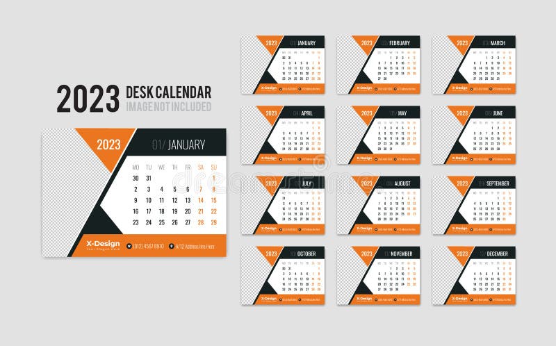 New Year 2023 Desk Calendar Template Stock Vector - Illustration of ...