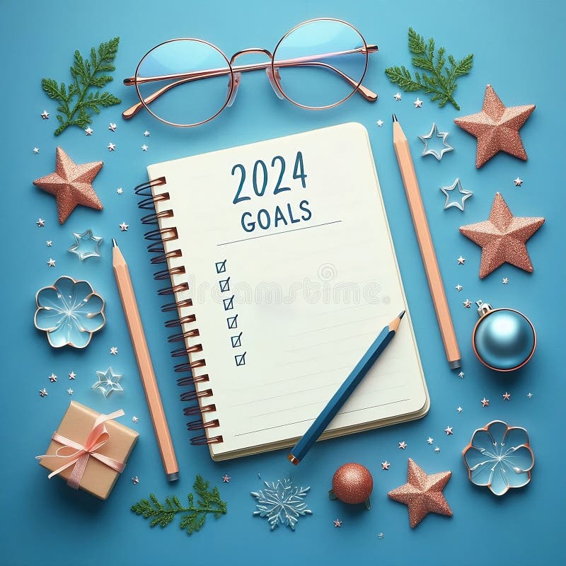 2024 New Year Diary, Plan, and Action Concepts. 2024 Goals Text on Note ...