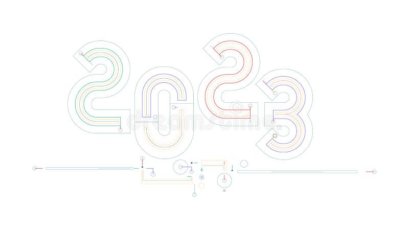 2023 New Year Digital Dot Line Elements Number Letter Stock ...