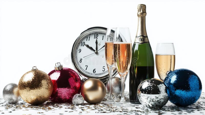 New Year Eve Magic: Champagne, a Clock Counting Down, and Sparkling ...