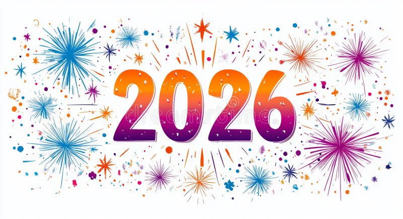 New Year 2026 Festive Design Featuring Cartoon Numbers Stock Photo ...