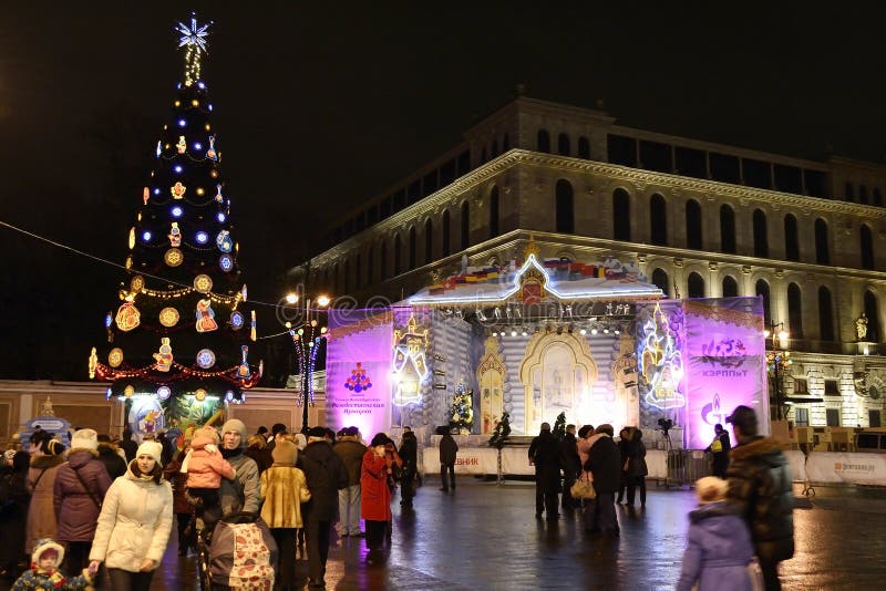 New Year Festivities on Ostrovsky Square at Night Editorial Image ...
