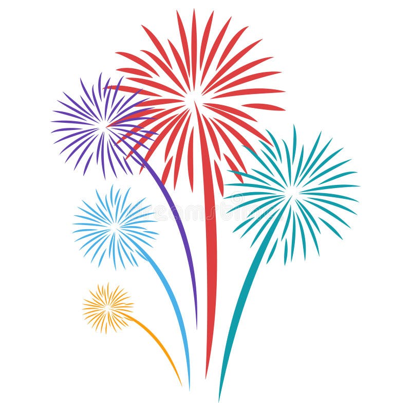 New Year Fire Works Illustration Stock Vector - Illustration of event ...