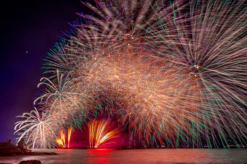 New year firework in japan stock photo. Image of hanabi - 264353986