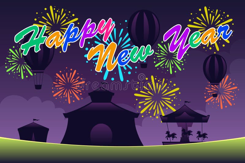New Year Fireworks Banner Celebration Vector Illustration Stock Vector ...
