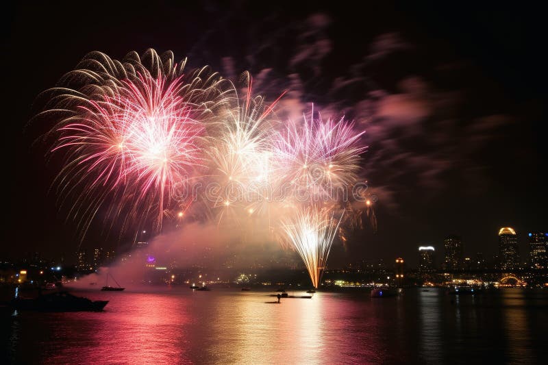 New Year Fireworks in the City Background Created with Generative AI ...