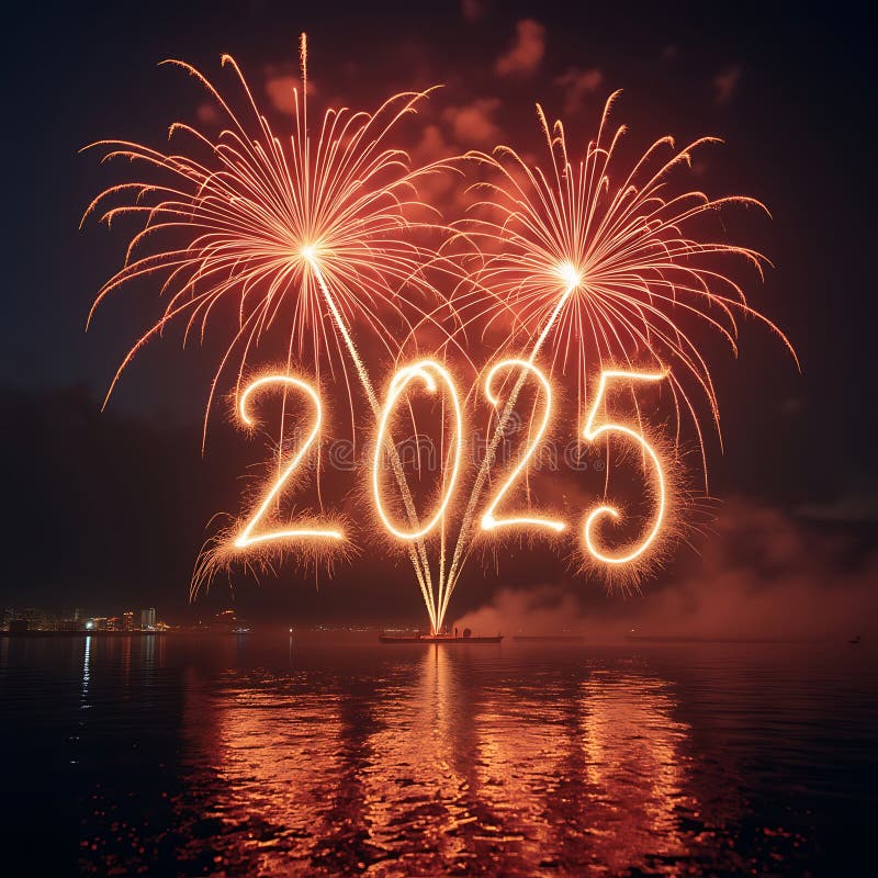 New Year 2025 Fireworks Greeting Stock Image - Image of greeting ...