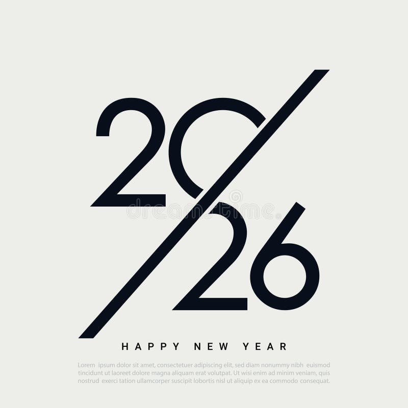 2026 New Year Flat Typography Vector Illustration Stock Vector ...