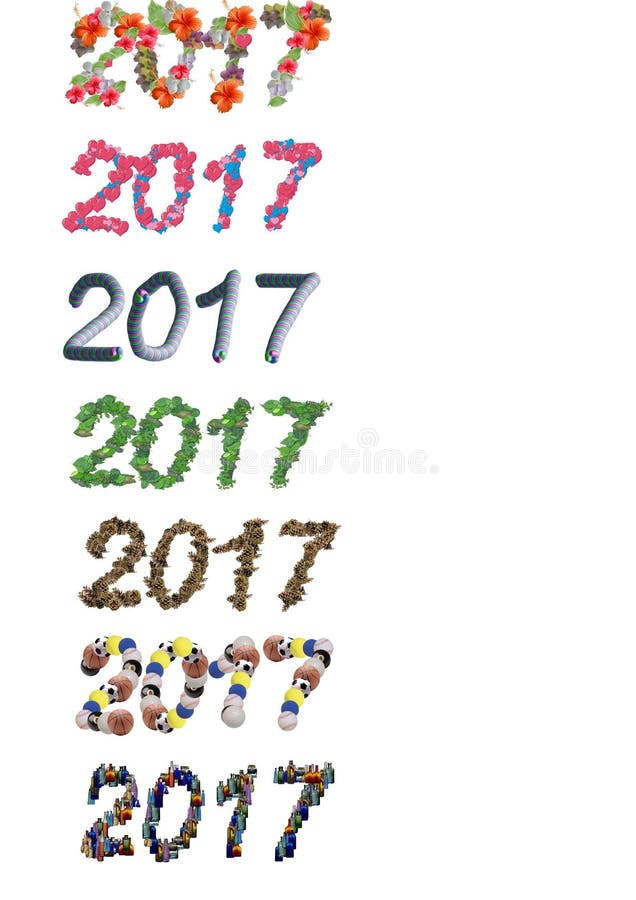 2017 Font Formed From Twigs Of The Tree Stock Vector - Illustration of ...