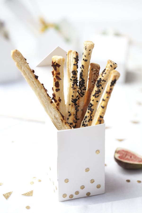 New Year Food - Puff Pastry and Vegetable on White Table Stock Image ...