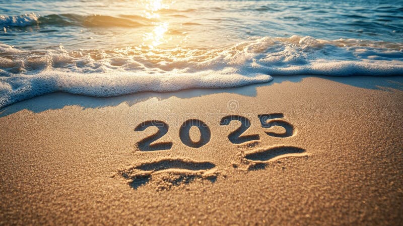 New Year, Fresh Start. Footprints Trailing Towards 2025 Etched in a ...