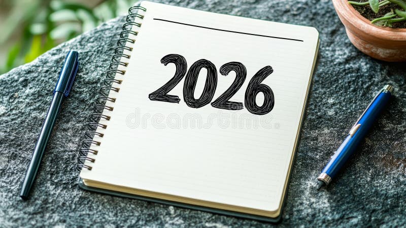 2026 New Year Goals and Resolutions, Open Notebook with Year Written ...
