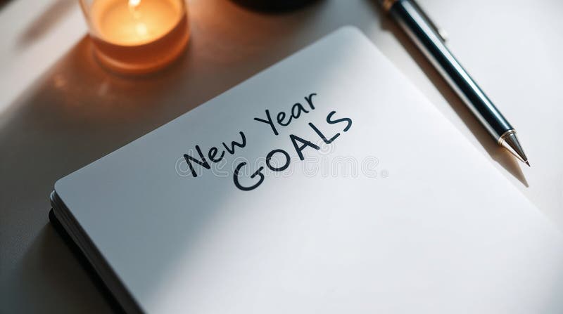 New Year Goals Text Written in Notebook. Stock Illustration ...