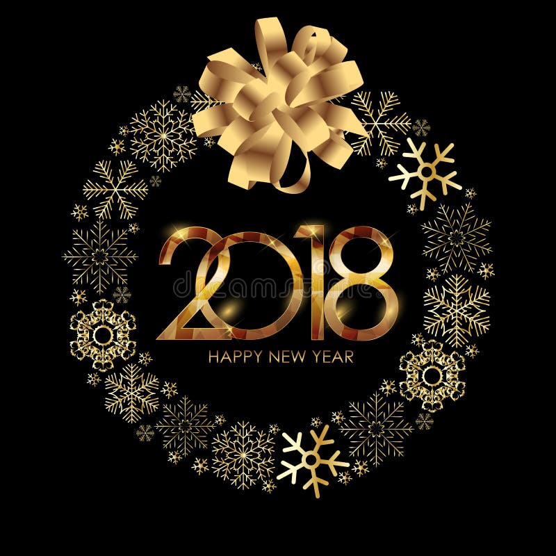 2018 New Year Gold Glossy Background. Vector Illustration Stock Vector ...