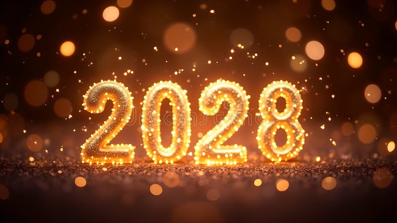 2028 New Year Golden Lights. Concept of Celebration, Future, and Hope ...