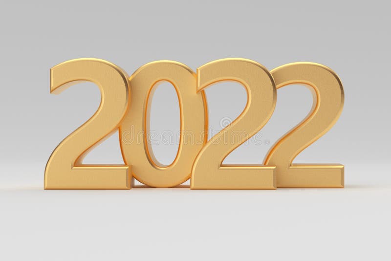 New 2022 Year Golden Sign. 3d Rendering Stock Illustration ...