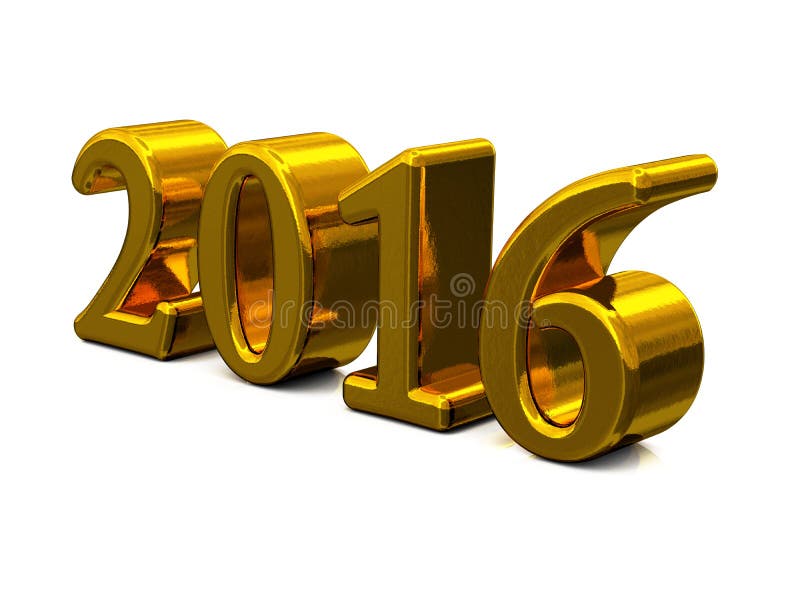New Year 2016 Golden Text Isolated on White Stock Illustration ...