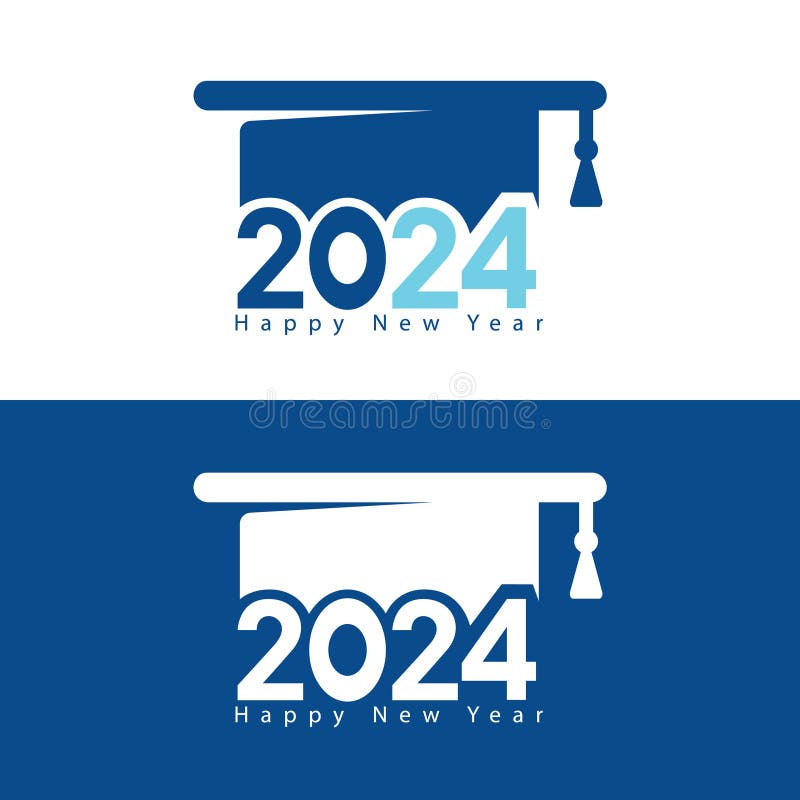 New Year 2024 with Graduation Cap Stock Illustration - Illustration of ...