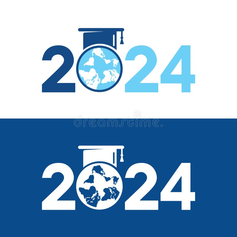 New Year 2024 with Graduation Cap and Globe Stock Illustration ...