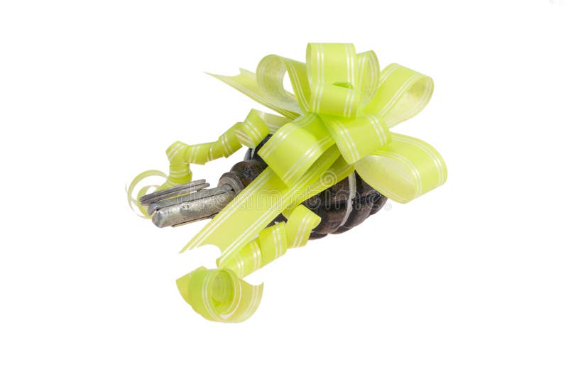 New Year Green Gift with Hand Grenade Stock Photo - Image of german ...