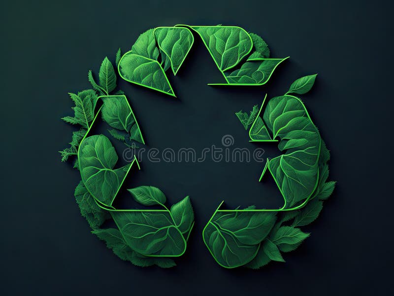 New Year 2024 Green Recycling Icon. Ai Generative Stock Illustration ...