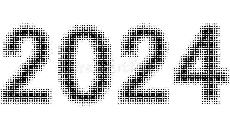 2024 New Year Halftone Number Font Effect, 2024 Halftone 24 Stock ...