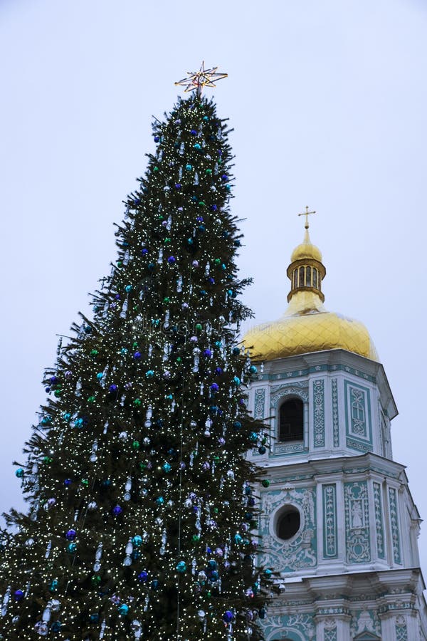 New Year Holiday Decorated Tree Stock Image - Image of happy, holiday ...