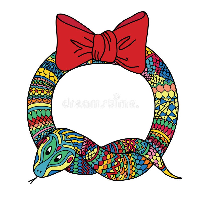 New Year Vector Hand Drawn Illustration Snake Stock Vector ...