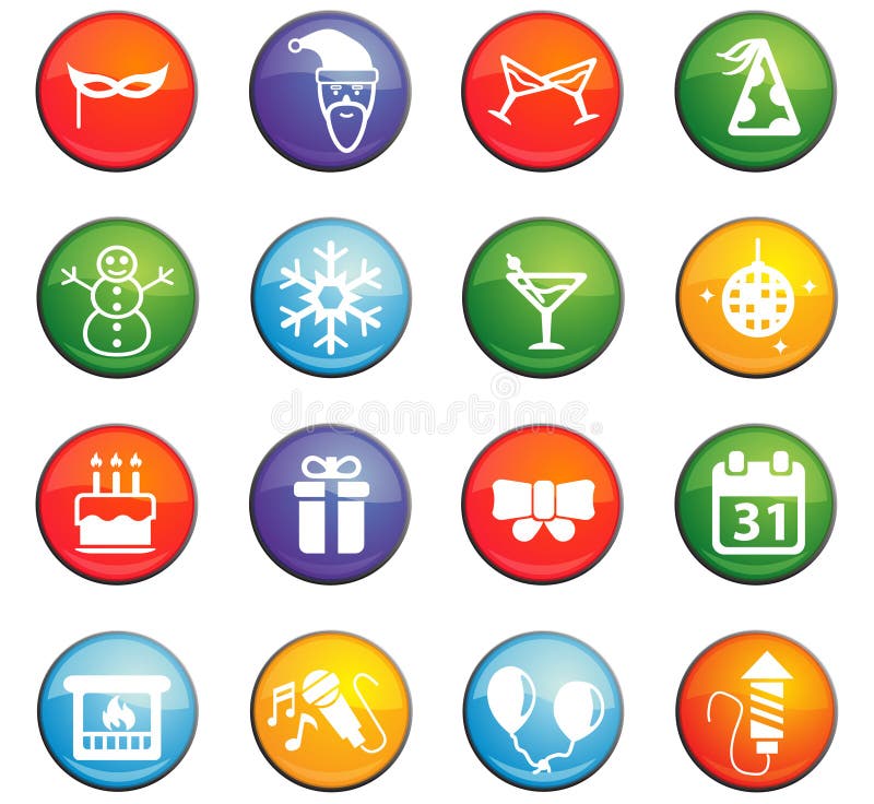 New year icon set stock illustration. Illustration of cake - 89202948