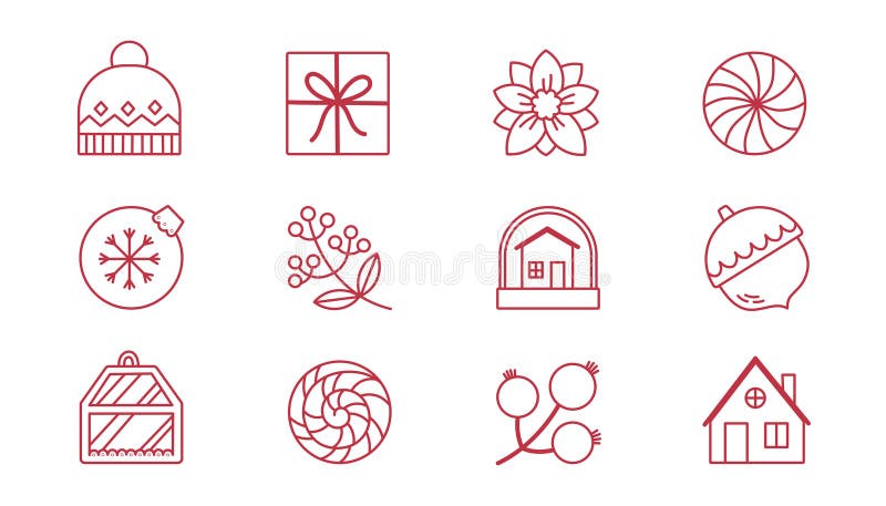 New Year Icon Set Many Design Elements. Vector Illustration. Stock ...