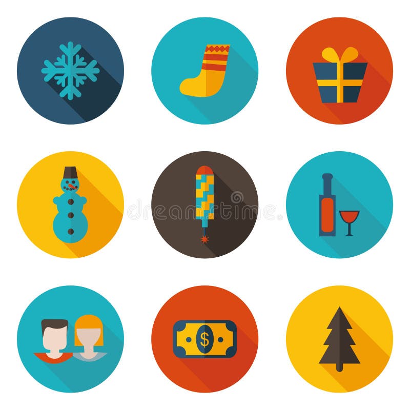 New Year Icons in Vector Format Stock Illustration - Illustration of ...