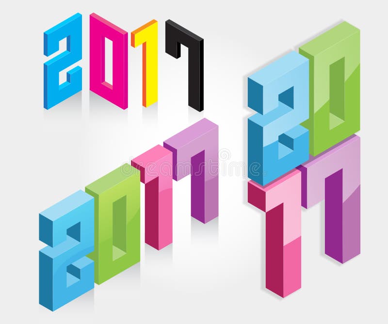 New Year 2017 Isometric Colorful - Illustration Stock Vector ...