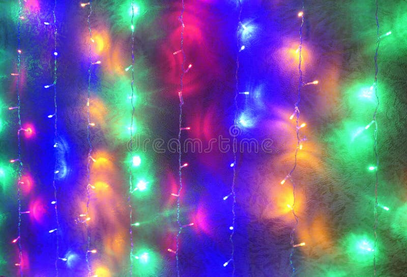 New Year LED Colourful Lights on Room Wall Stock Image - Image of ...