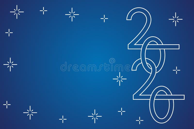 New Year 2020 Line Numbers on Blue Greeting Background Stock Vector ...